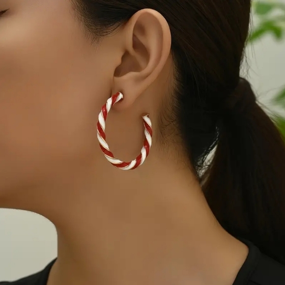 Jewelry | Candy Cane Hoop | Poshmark